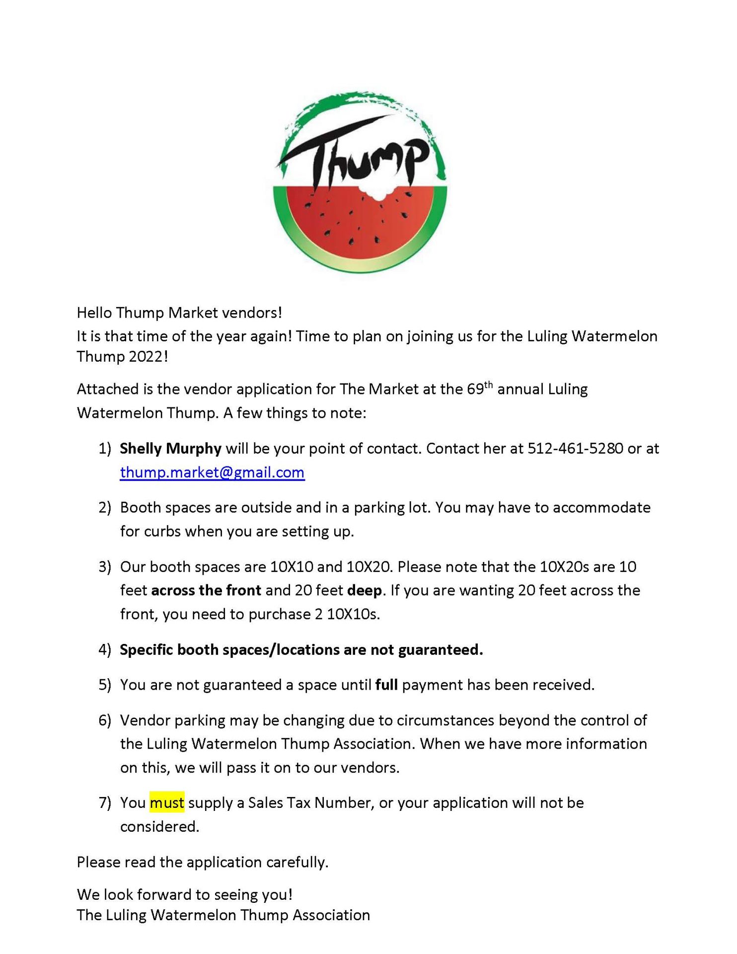 the Market at Thump Application – Luling Watermelon Thump